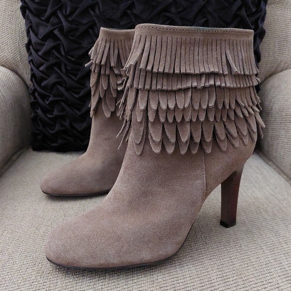 Isola | Shoes | Isola Layton Genuine Suede Fringe Heeled Booties | Poshmark